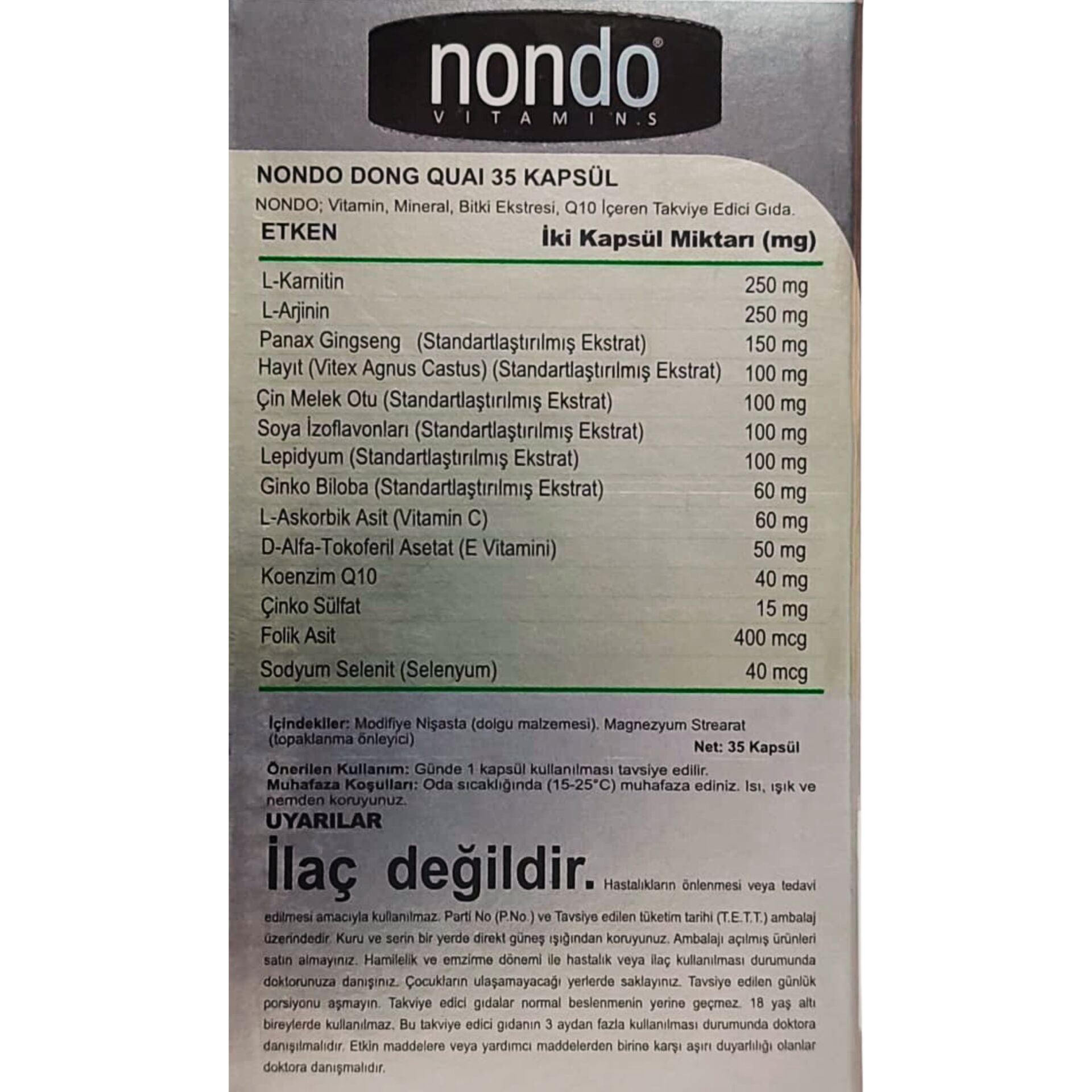 Nondo Dong Quai 35 Kapsül | Orijinal Ürün Garantisi Fatih Dirican ...