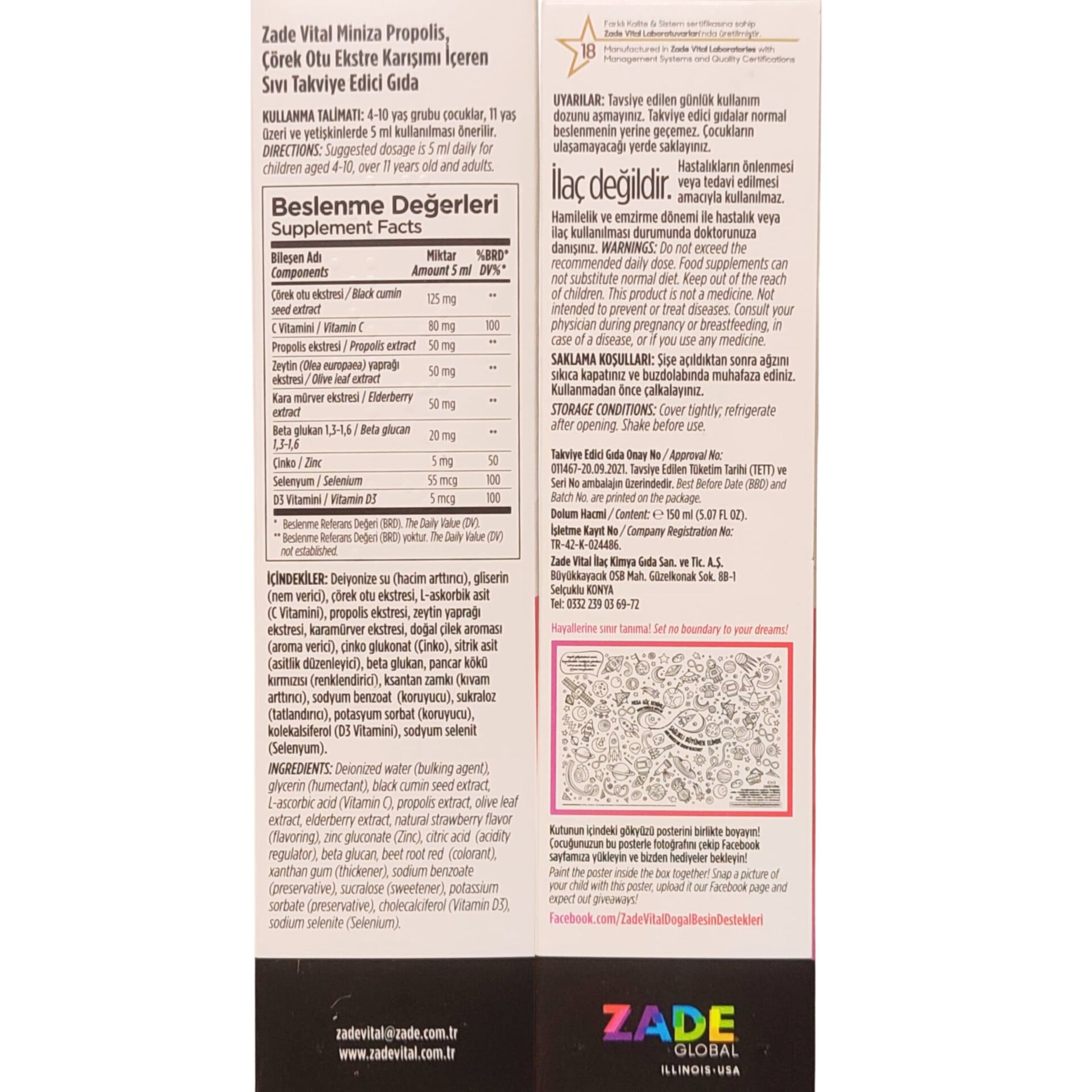 Zade Vital Miniza Power Propolis Çörek Otu Karışımı Şurup 150 ml Fiyatı ...
